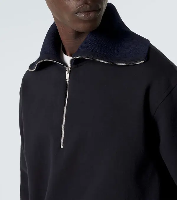 JIL SANDER Cotton Half-zip Sweatshirt - Blue