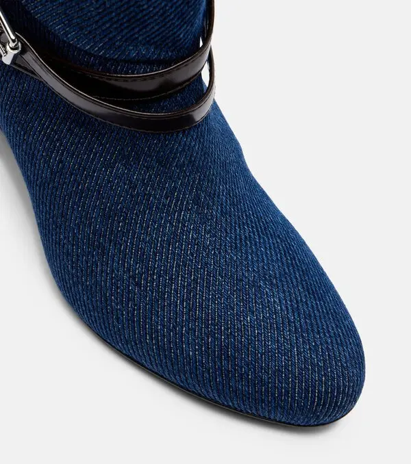GANNI Kat Denim Knee-high Wedge Boots - Blue