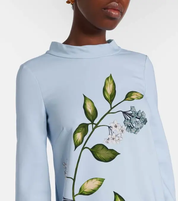 Oscar De La Renta Porcelain Flower Wool-blend Kaftan