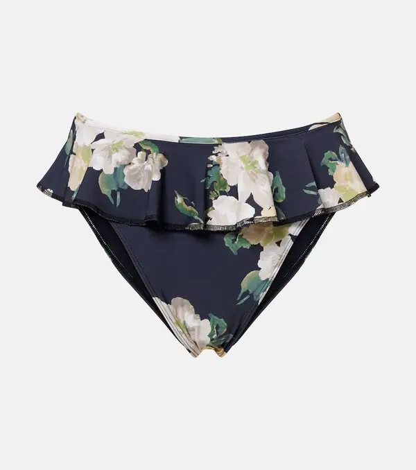MONTCE Tamarindo Liz Floral Ruffled Bikini Bottoms - Blue