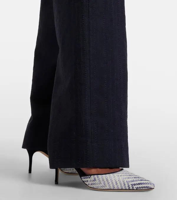 Manolo Blahnik Carolyne 70 Raffia Slingback Pumps - White