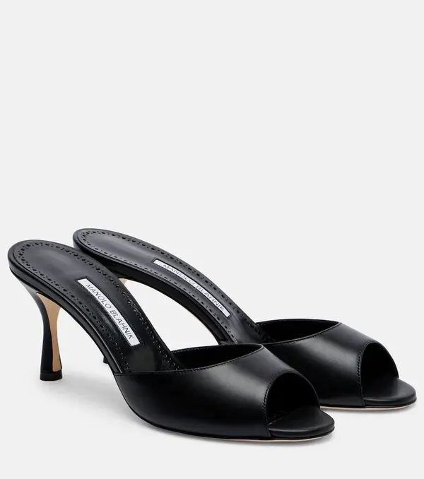 Manolo Blahnik Jada 70 Leather Mules - Black