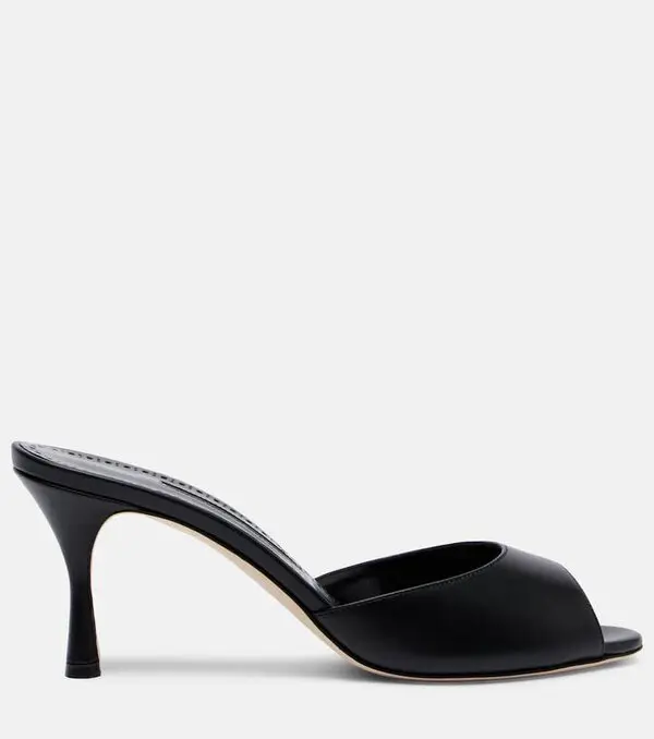 Manolo Blahnik Jada 70 Leather Mules - Black