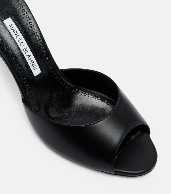 Manolo Blahnik Jada 70 Leather Mules - Black
