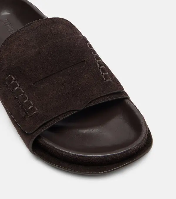 Jacquemus Suede Slides - Brown