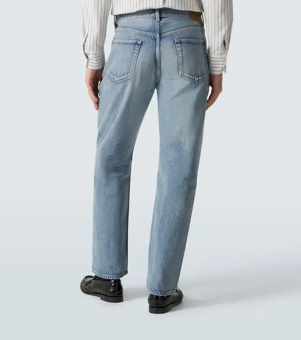 Saint Laurent Distressed Straight Jeans - Blue