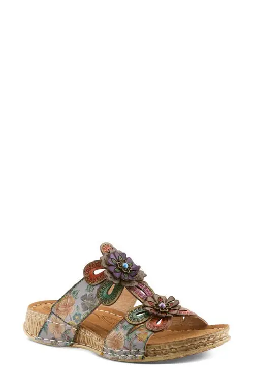 SPRING STEP SHOES Beaudie Embossed Leather Sandals - Grey Multi