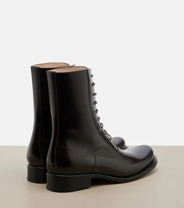 THE ROW Kai Leather Lace-up Boots - Brown