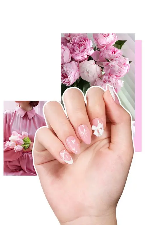 BEETLES French Tip Gel Press On Nail Starter Kit Short Almond
