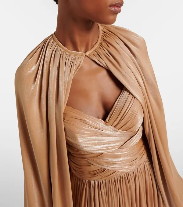Costarellos Gathered Pleated Gown