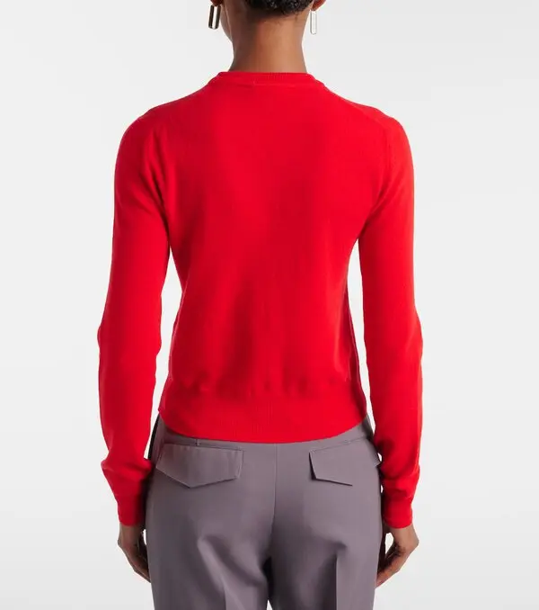 JIL SANDER Crew Neck Virgin Wool Sweater - Red
