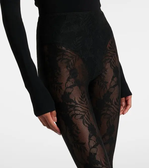 Norma Kamali Lace-embroidered Leggings - Black