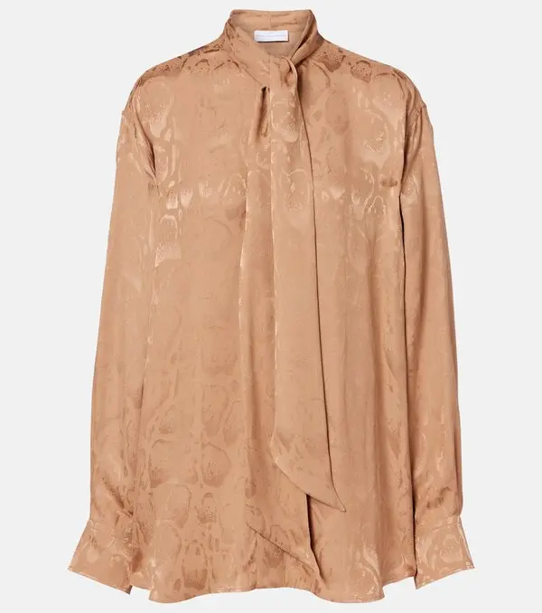 Stella McCartney Leopard-print Silk-blend Jacquard Blouse - Beige