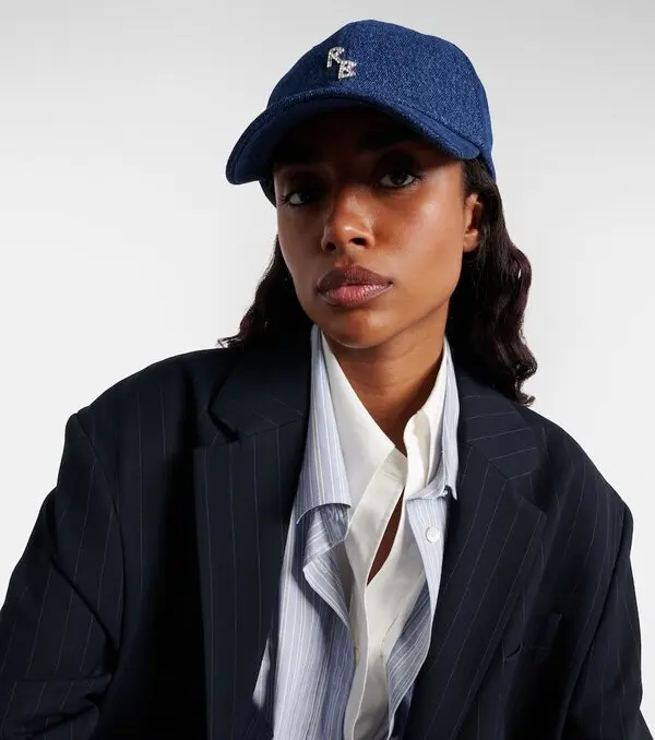 Ruslan Baginskiy Embellished Denim Baseball Cap - Blue