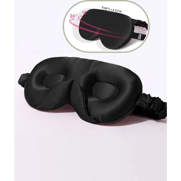 SILKSILKY 22 Momme Mulberry Silk Upgraded 3d Adjustable Eye Mask - Black