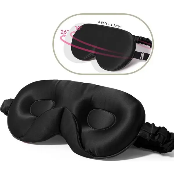 SILKSILKY 22 Momme Mulberry Silk Upgraded 3d Adjustable Eye Mask - Black