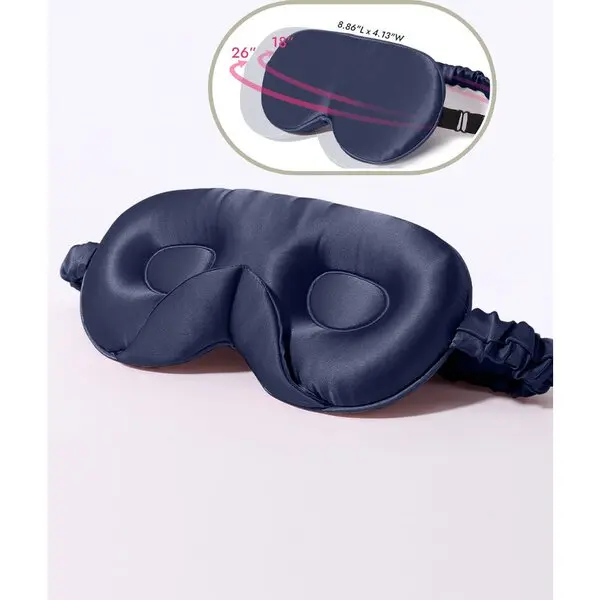 SILKSILKY 22 Momme Mulberry Silk Upgraded 3d Adjustable Eye Mask - Darkblue
