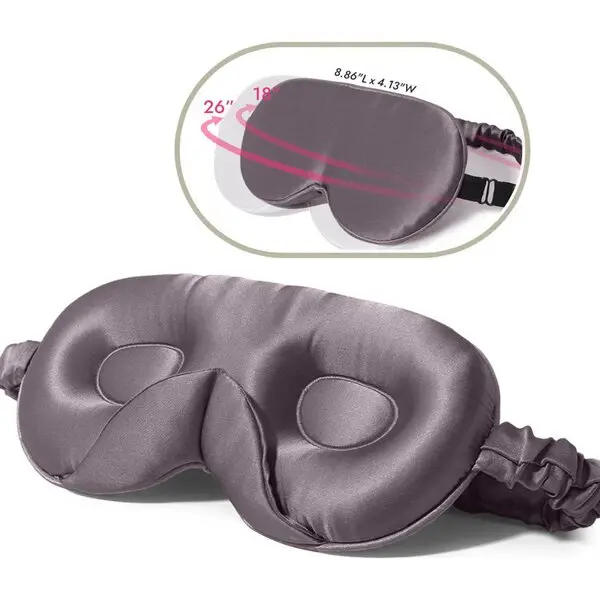 SILKSILKY 22 Momme Mulberry Silk Upgraded 3d Adjustable Eye Mask - Darkgray