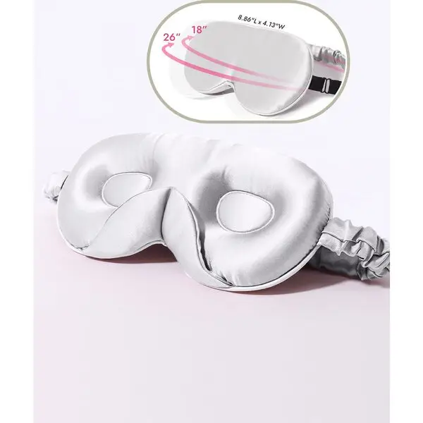 SILKSILKY 22 Momme Mulberry Silk Upgraded 3d Adjustable Eye Mask - Lightgray