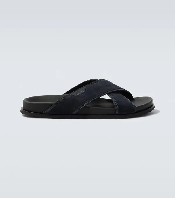 Brioni Leather-trimmed Suede Sandals