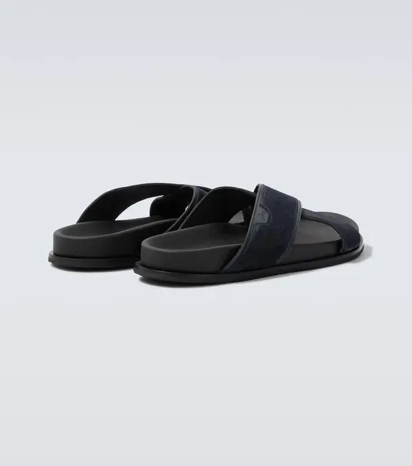 Brioni Leather-trimmed Suede Sandals