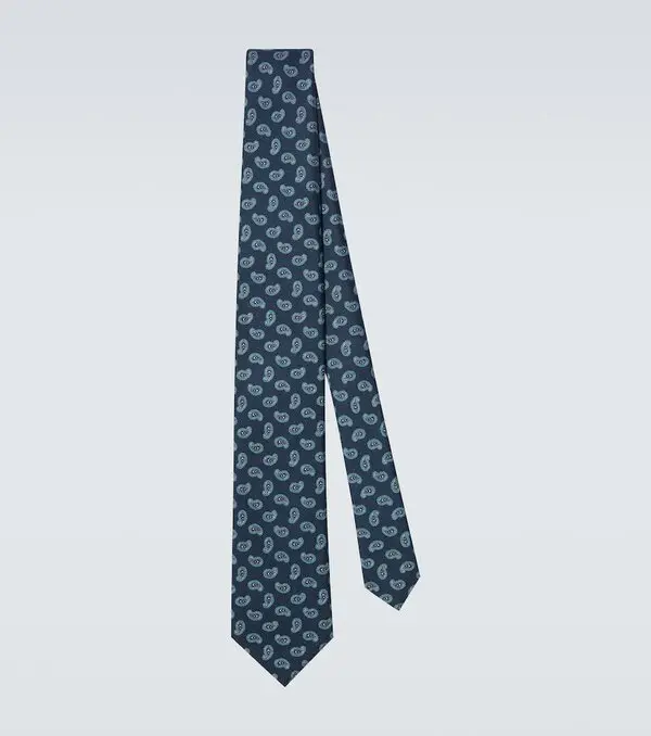 Brioni Paisley Silk Jacquard Tie - Blue