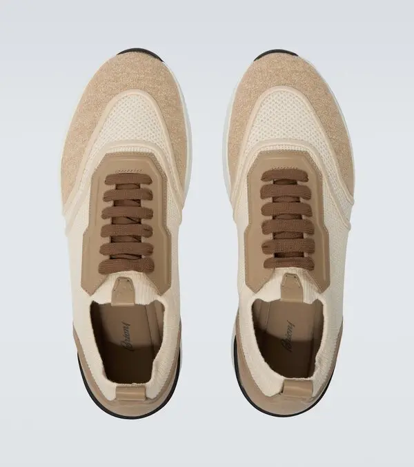 Brioni Leather-trimmed Sneakers