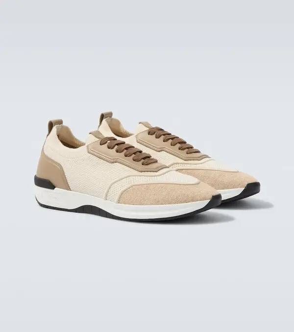 Brioni Leather-trimmed Sneakers