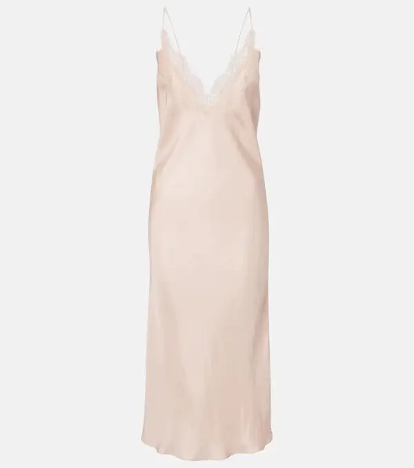 RÓHE Lace-trimmed Silk Satin Slip Dress - Pink