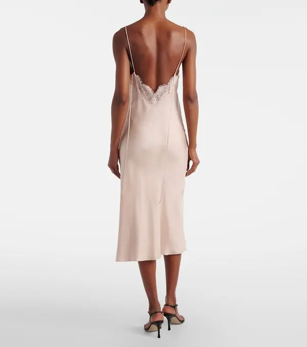 RÓHE Lace-trimmed Silk Satin Slip Dress - Pink