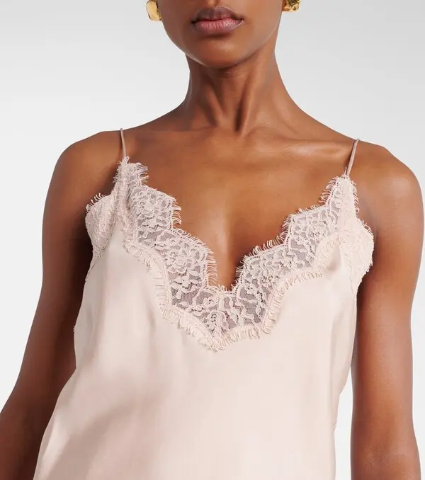 RÓHE Lace-trimmed Silk Satin Slip Dress - Pink
