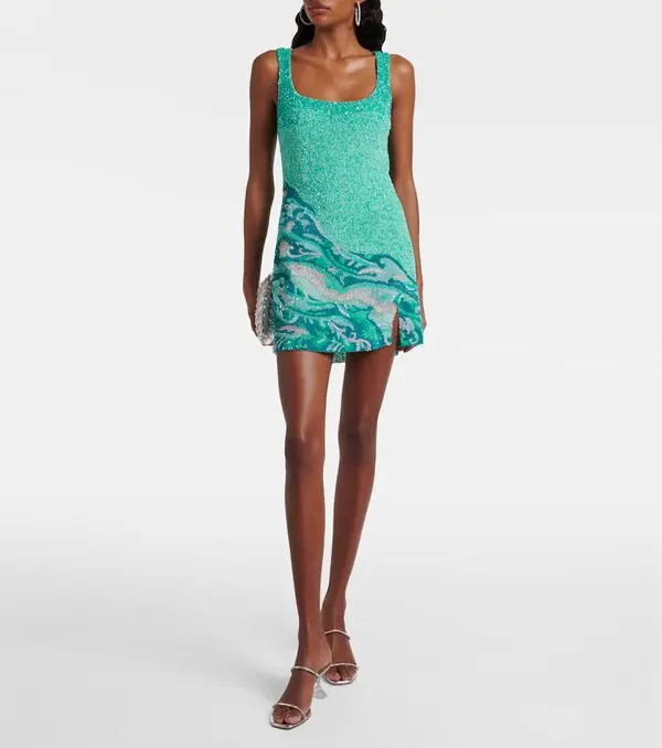 LA FUORI Là Fuori Sea Embroidered Mini Dress