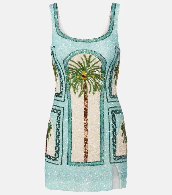 LA FUORI Palm Jumeirah Embellished Minidress - Turquoise