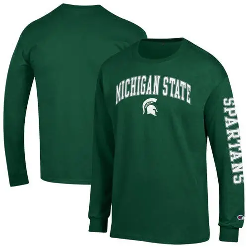 Champion Michigan State Spartans Arch Over Logo 2-hit Long Sleeve T-shirt - Green