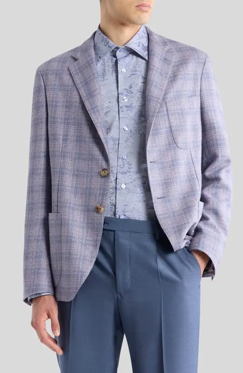 Etro Plaid Silk And Wool Sport Coat - Glicine Viola Chiari
