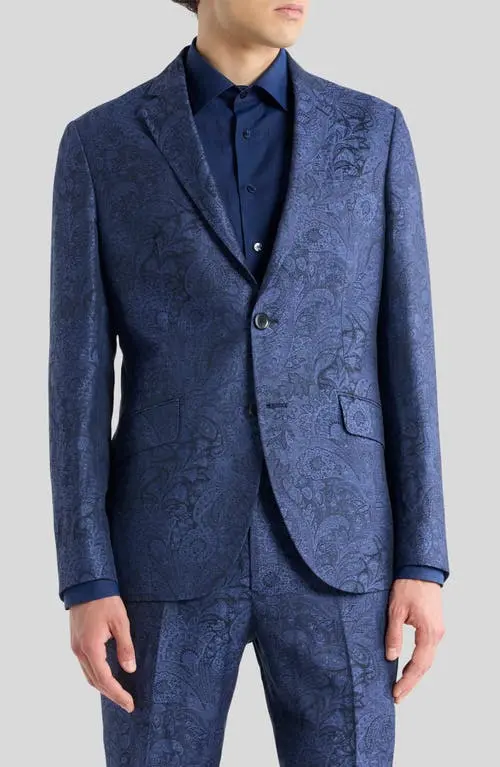 Etro Roma Paisley Linen & Cotton Sport Coat - Blue