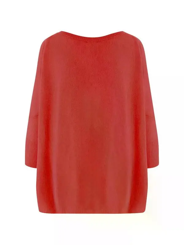 ALLUDE V-neck Ribbed Sweater - Red