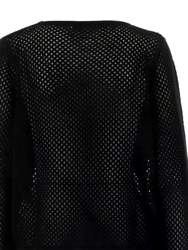 ALLUDE Geometric Openwork Sweater - Black