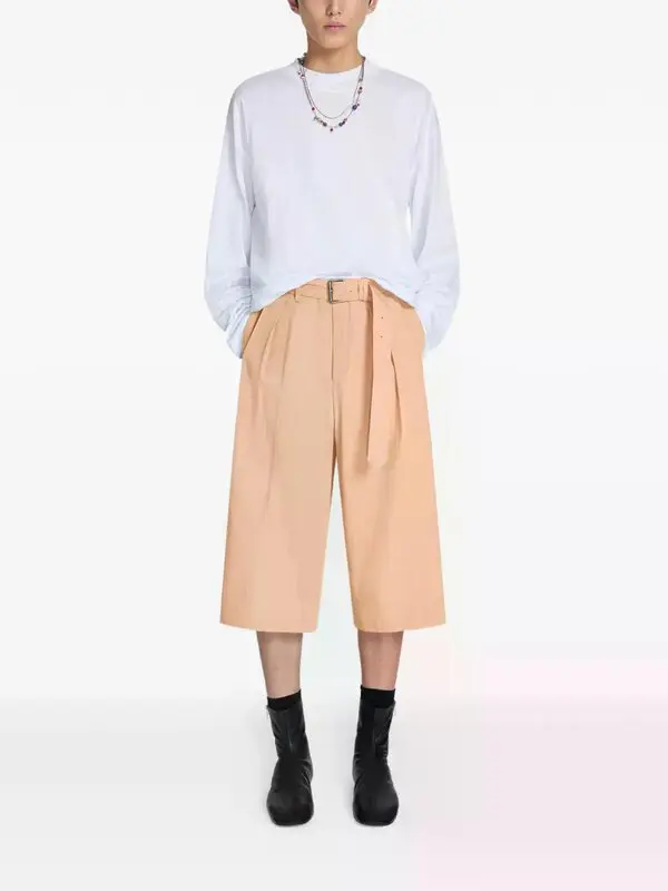 Dries Van Noten Belted Cotton Poplin Shorts - Orange