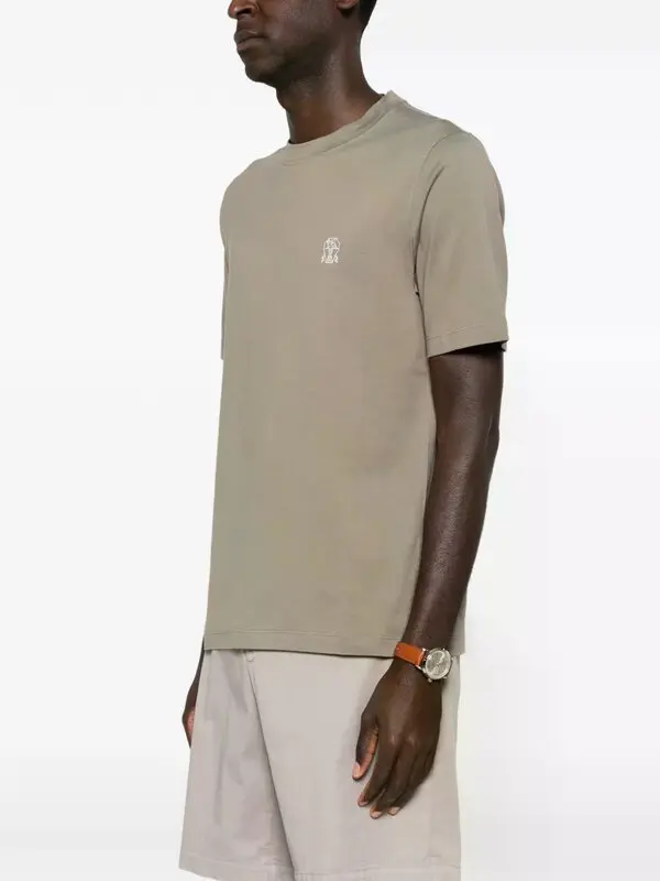 Brunello Cucinelli Cotton Jersey Crew Neck T-shirt With Logo - Green