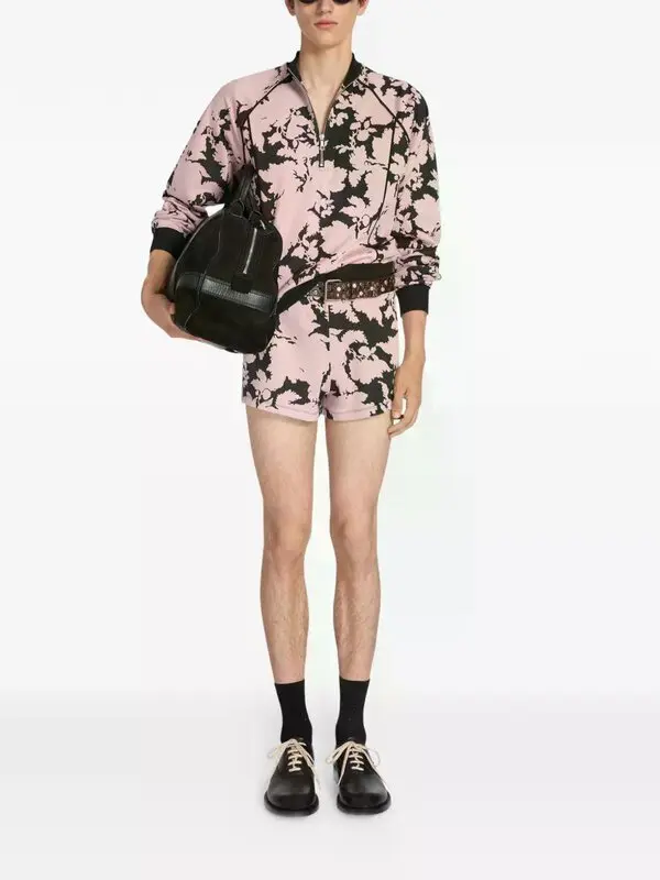 Dries Van Noten Floral-print Ribbed Jacquard Shorts - Pink