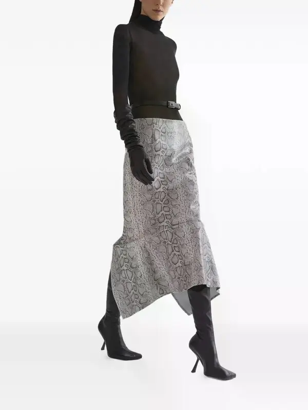 MUGLER Snake Print Midi Skirt