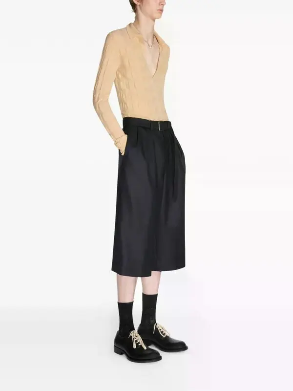Dries Van Noten Belted Light Wool Shorts