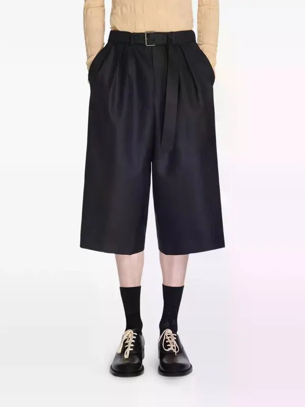 Dries Van Noten Belted Light Wool Shorts
