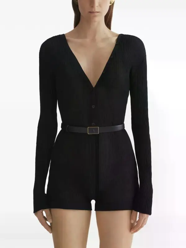 MUGLER Buttoned V-neck Top
