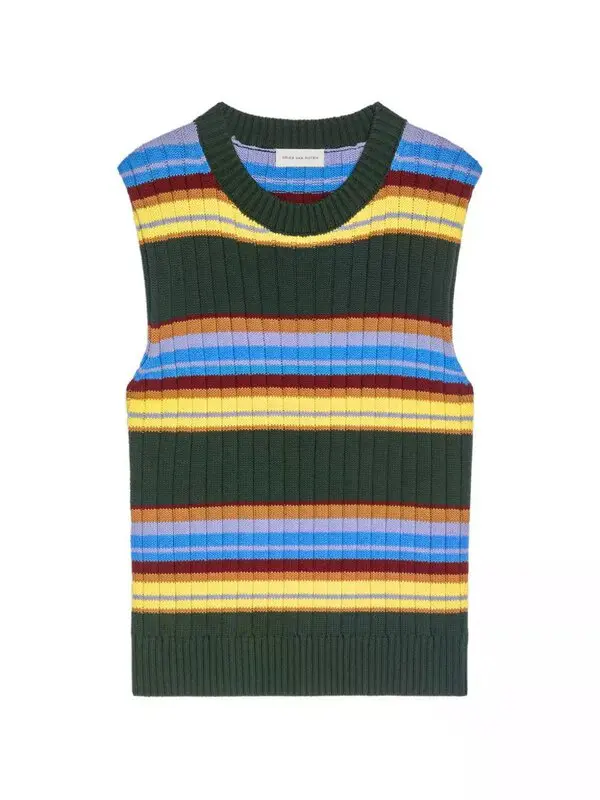 Dries Van Noten Striped Sleeveless Vest - Green