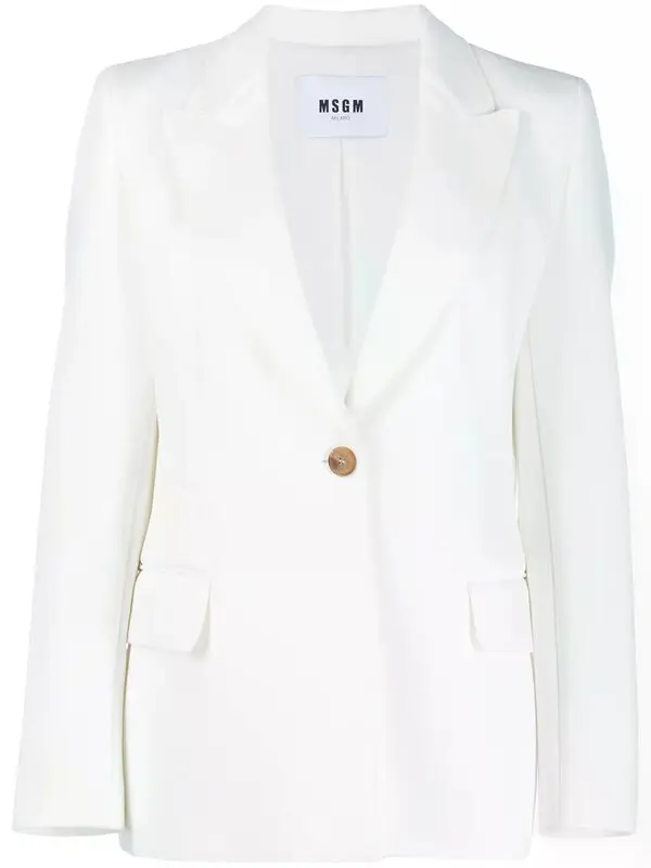 MSGM Peaked Lapel Blazer - White