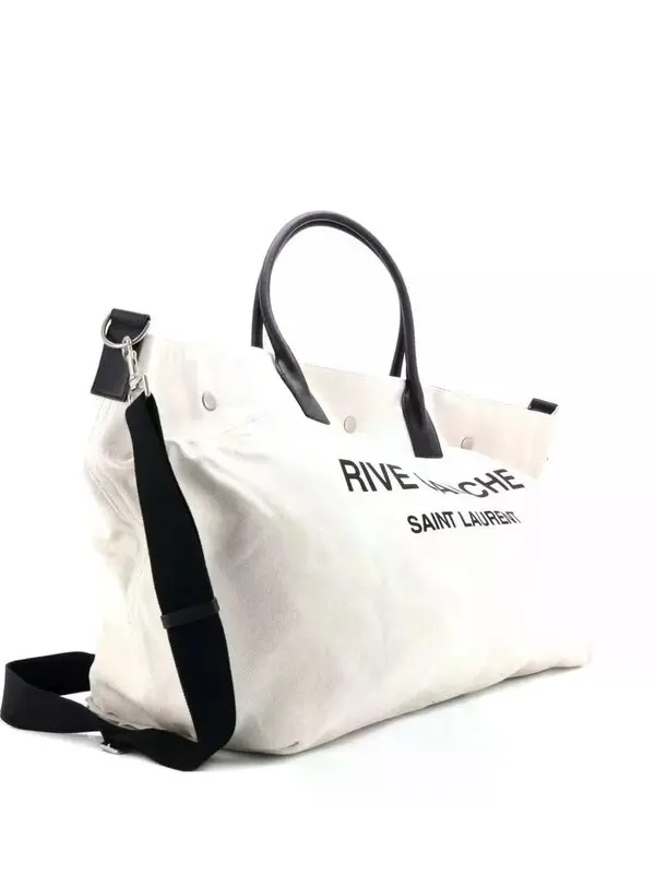 Saint Laurent Rive Gauche Shopper Canvas Maxi Tote Bag - Neutrals