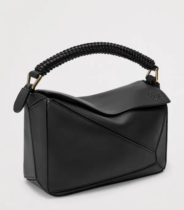Loewe Small Leather Woven Top-handle Bag