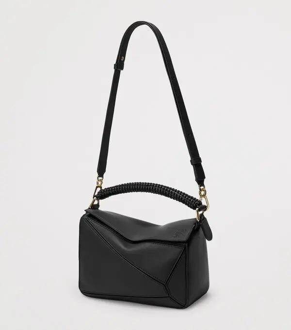 Loewe Small Leather Woven Top-handle Bag